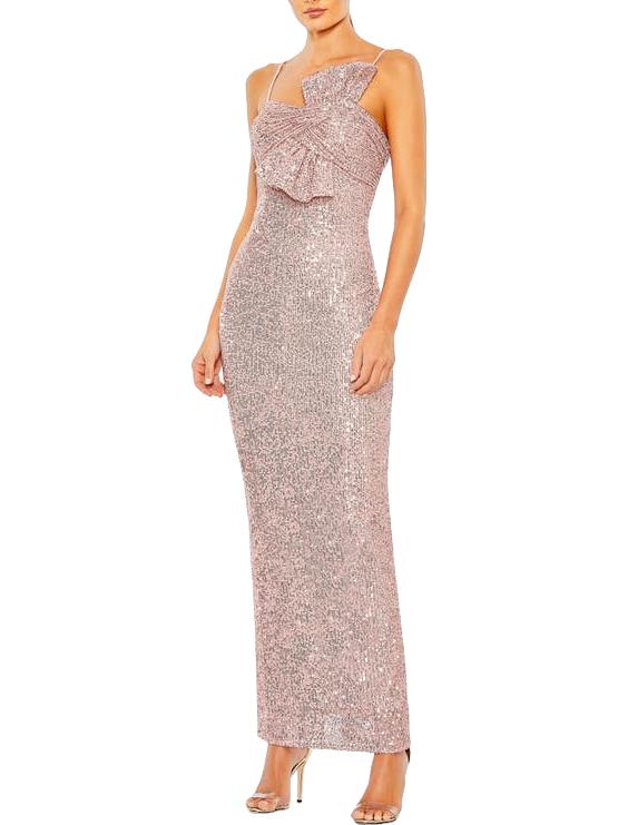 MAC DUGGAL Mac Duggal Sequined Strapless Faux Bow Column Gown